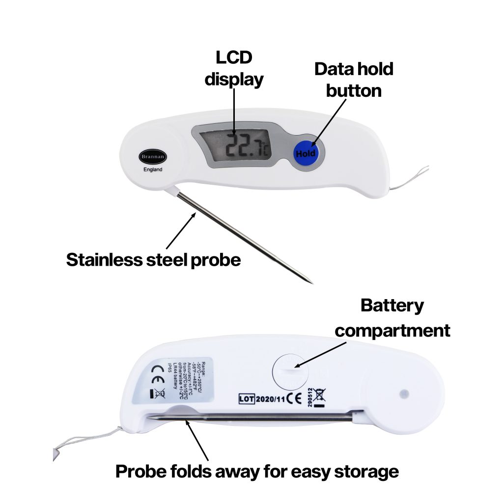 THERM-cert, pre-calibrated folding probe thermometer | Brannan