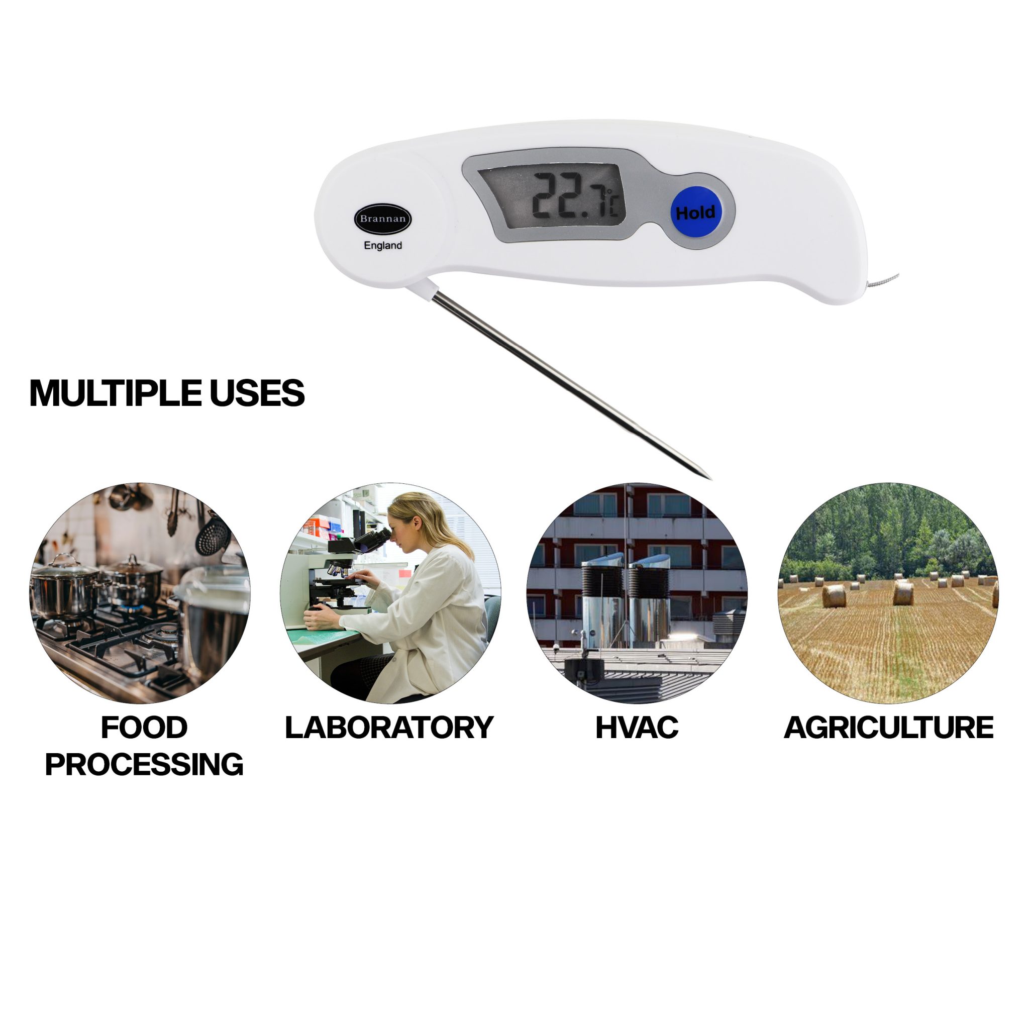 THERM-cert, pre-calibrated folding probe thermometer | Brannan